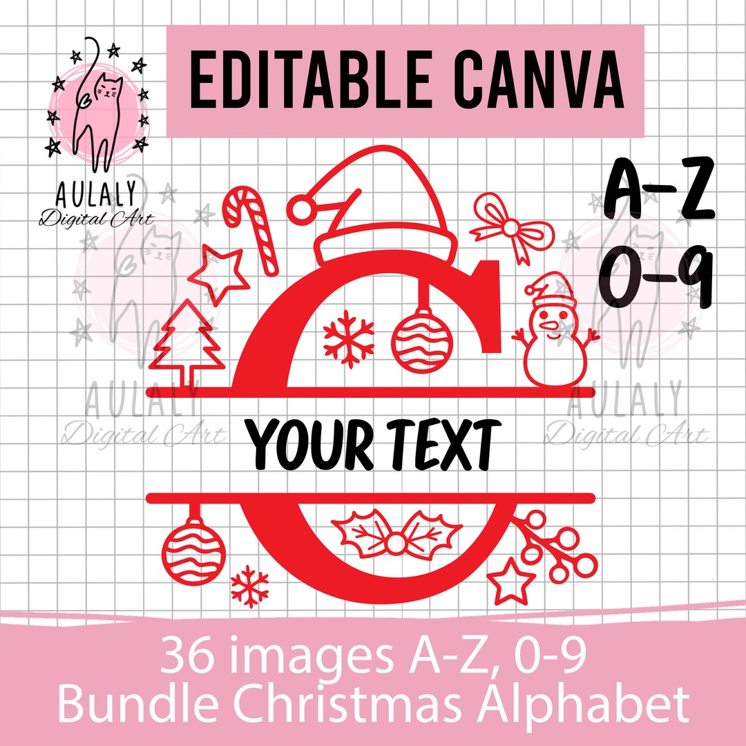 Christmas Alphabet Svg Png Christmas Editable Christmas - Etsy