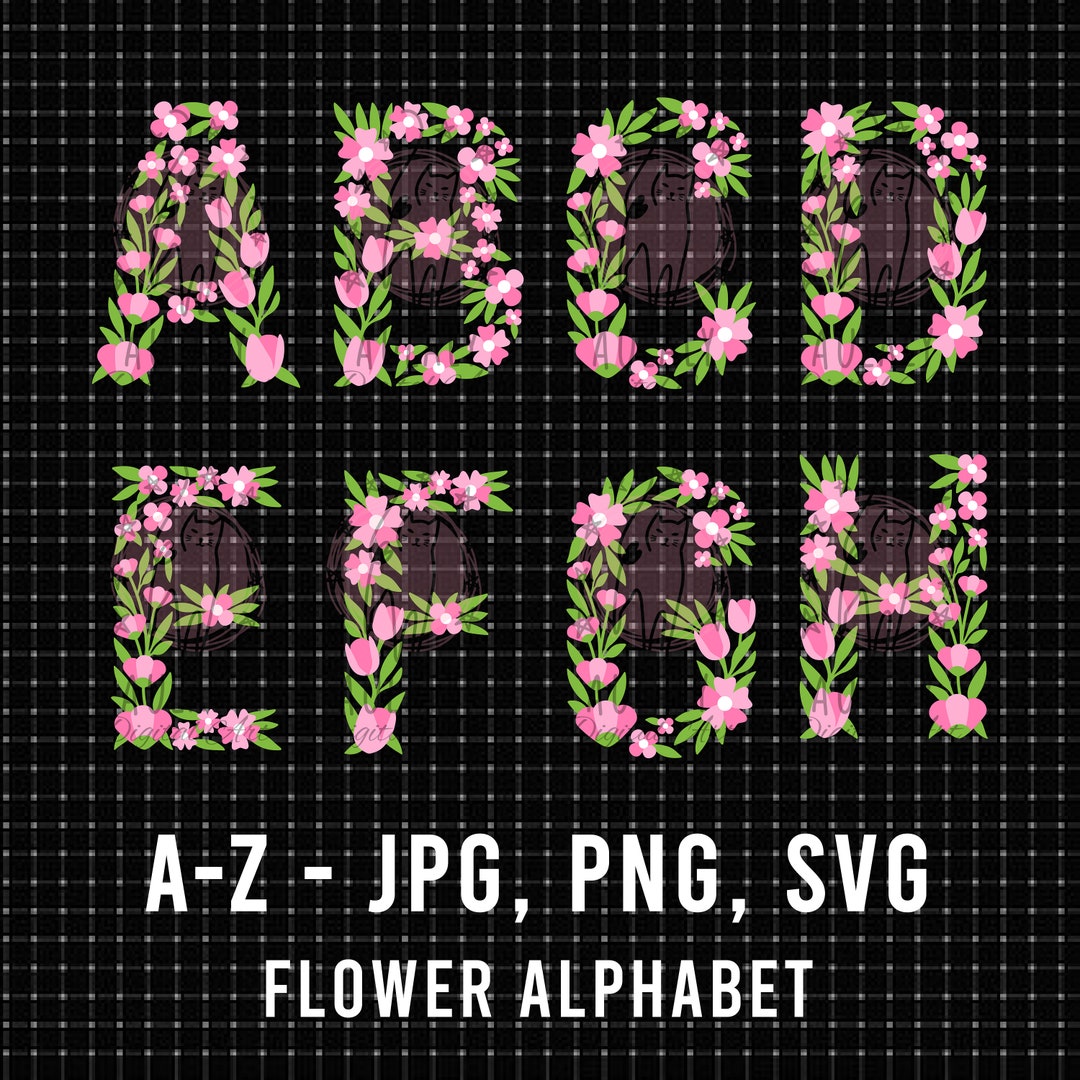 Flower Alphabet, Floral Split Clipart, Floral Letter SVG, Floral Split ...