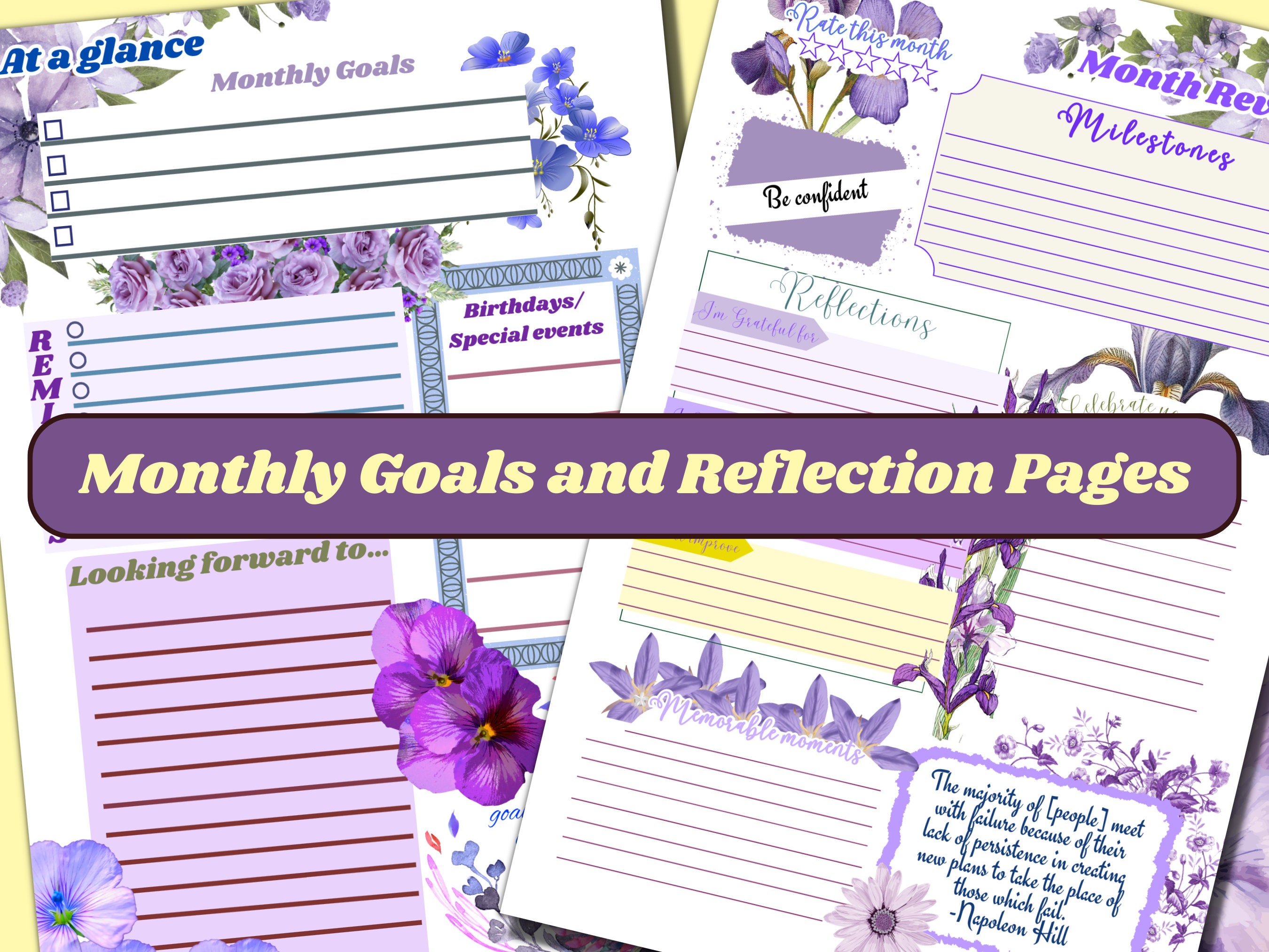 Printable Planner and Habit Tracker (purple) - Etsy