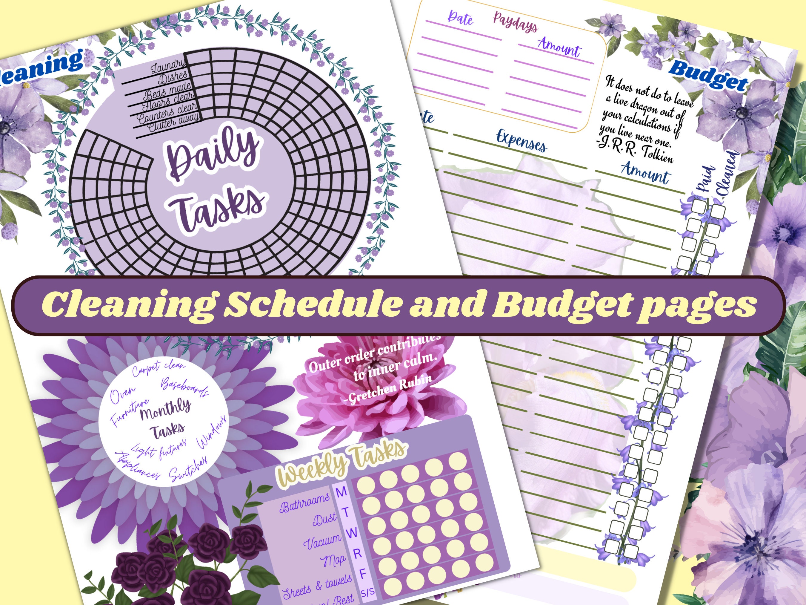 Printable Planner and Habit Tracker (purple) - Etsy