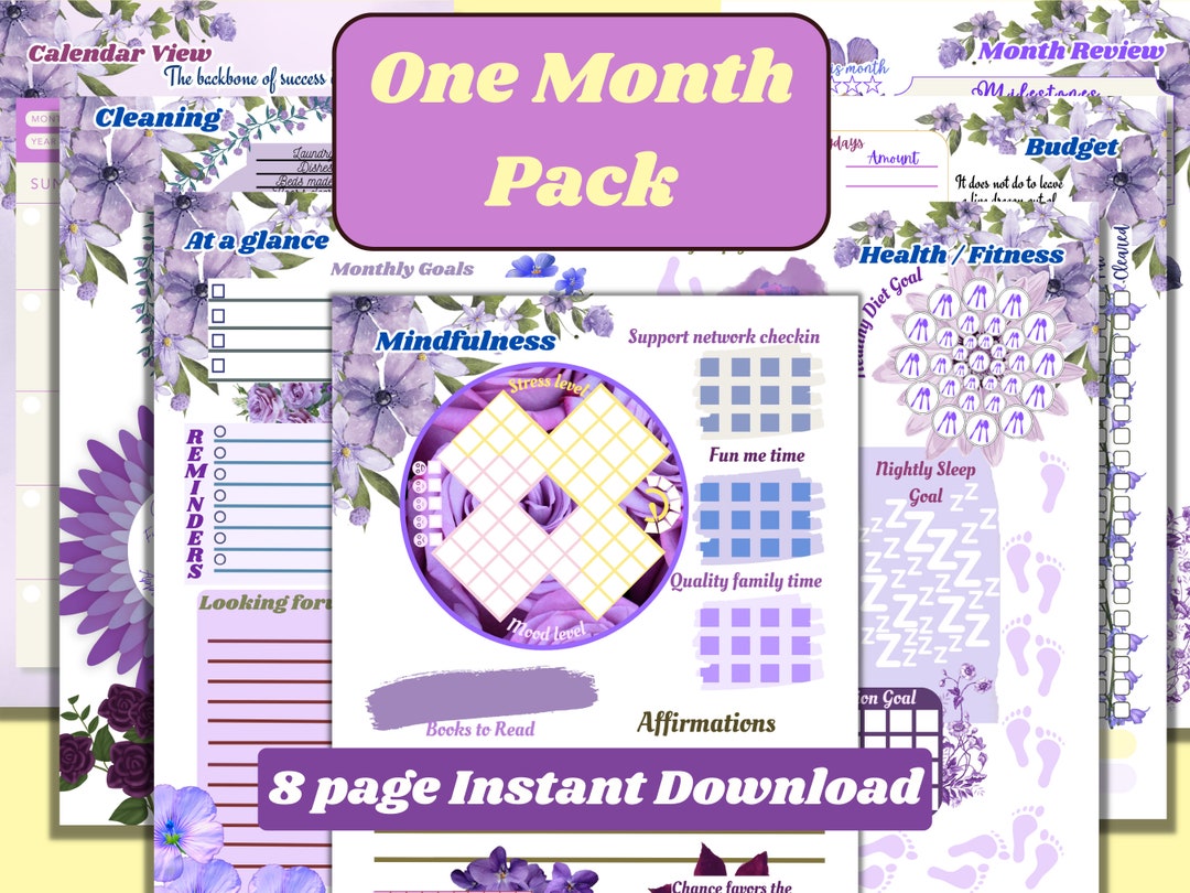 Printable Planner and Habit Tracker (purple) - Etsy