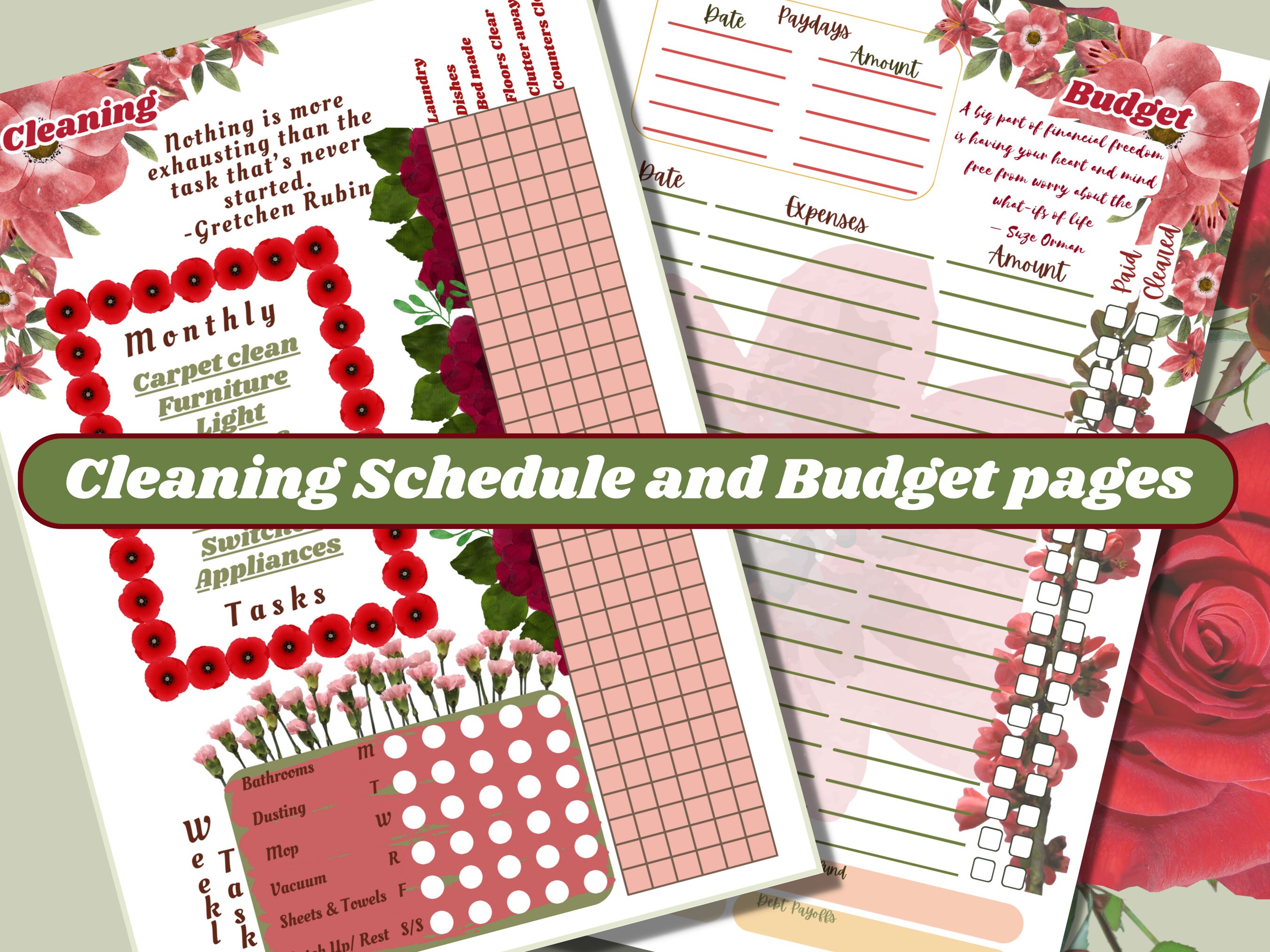 Printable Planner and Habit Tracker (red) - Etsy