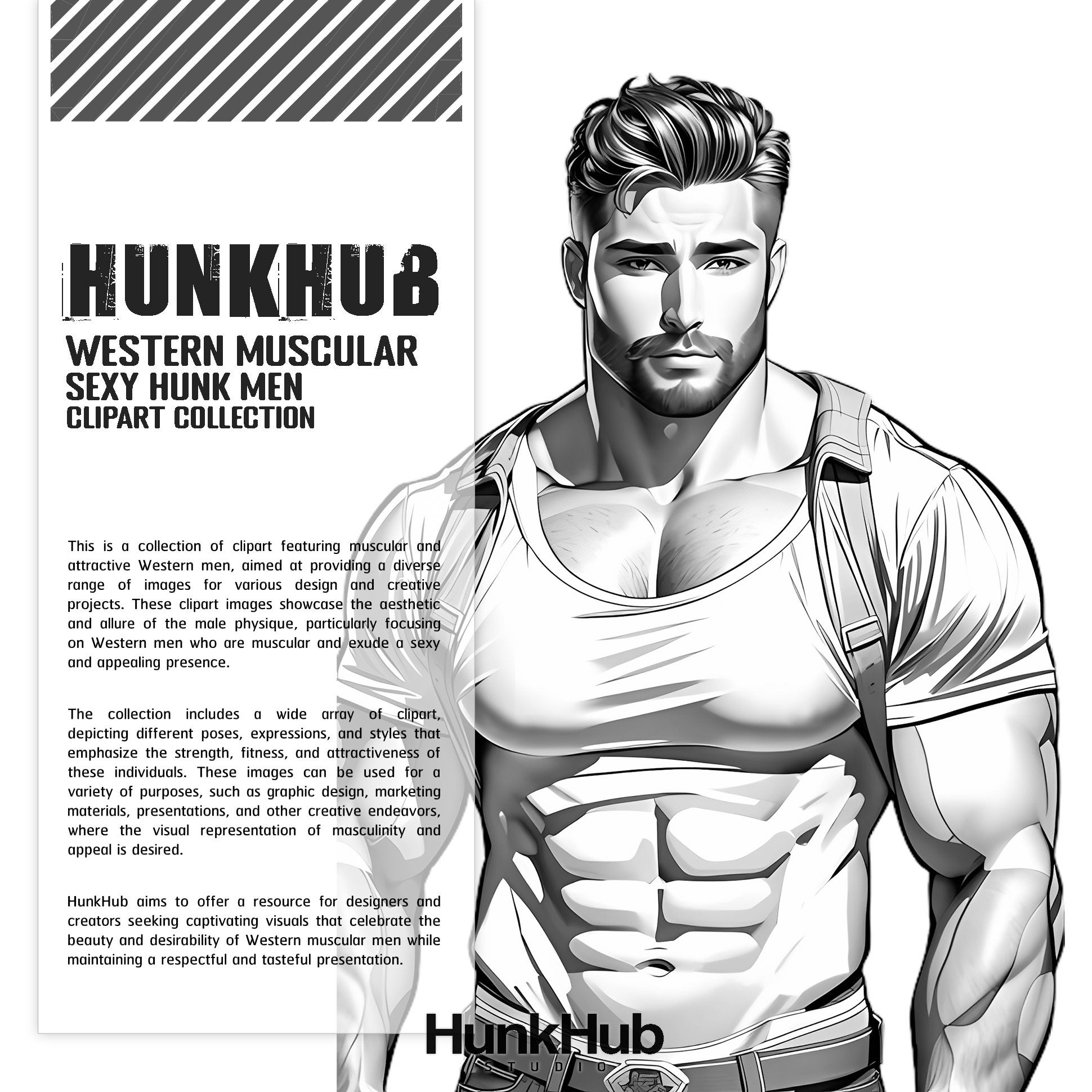 Hunkhub, Western Muscular Sexy Hunk Men Bodybuilder PNG Clipart for Men ...