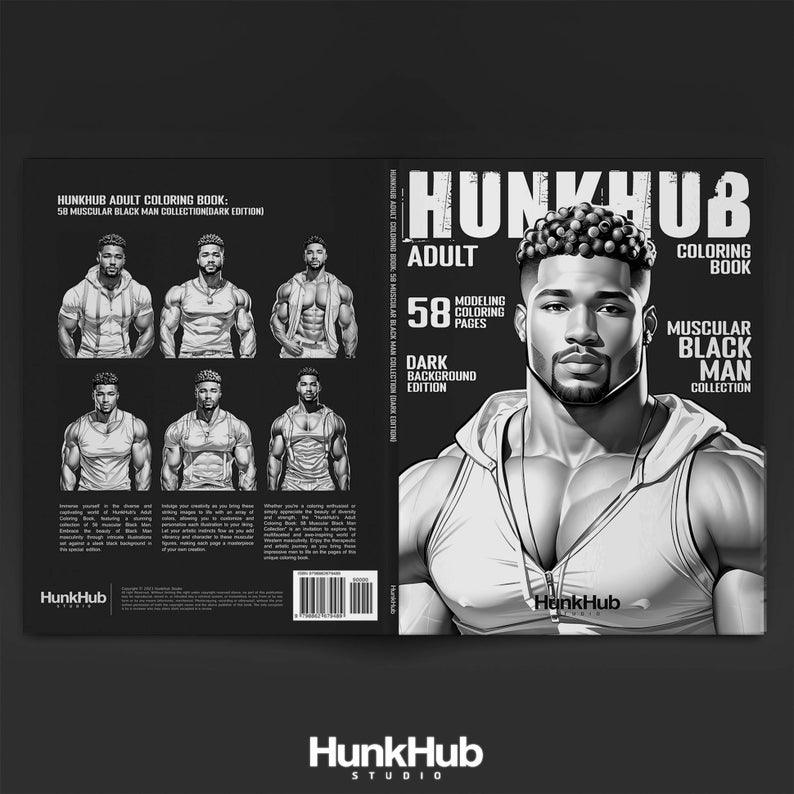 Hunkhub, Black Man Muscular Sexy Hunk Men Coloring Book Collection, PDF ...