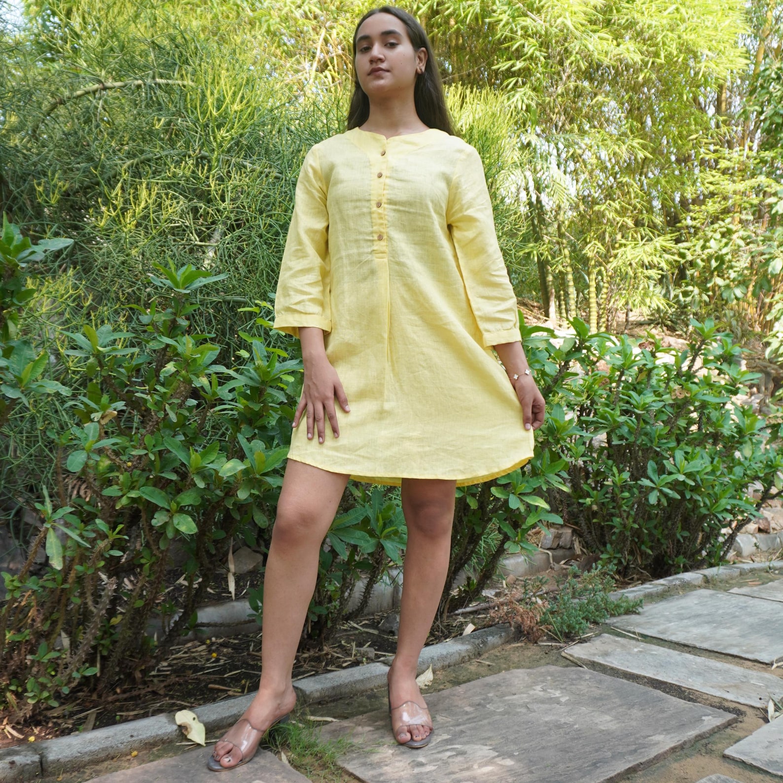 Linen Mini Dress – 100% Natural Linen Summer Dress With Sleeves ...