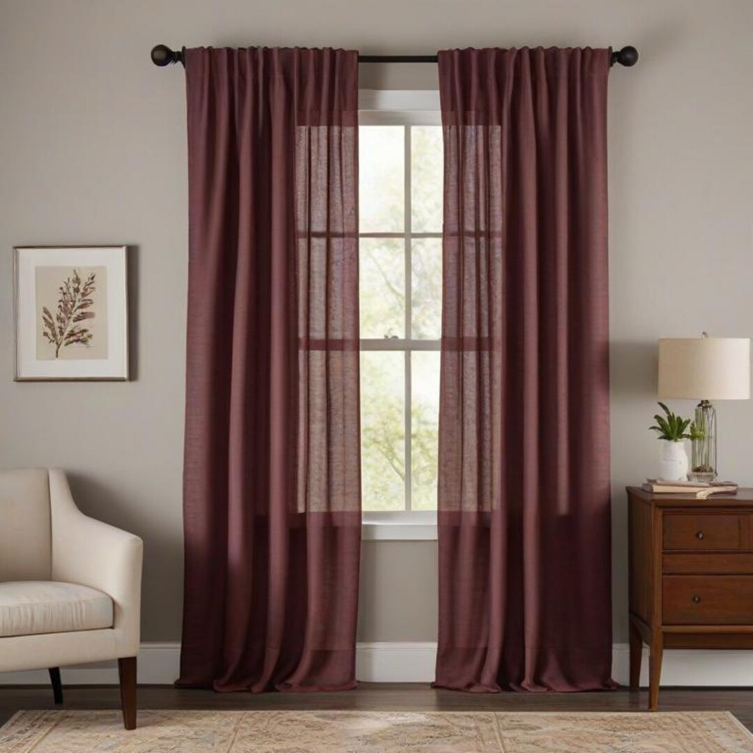 Natural Linen Curtain Panel, Linen Window Drapes, Linen Bedroom Panel ...