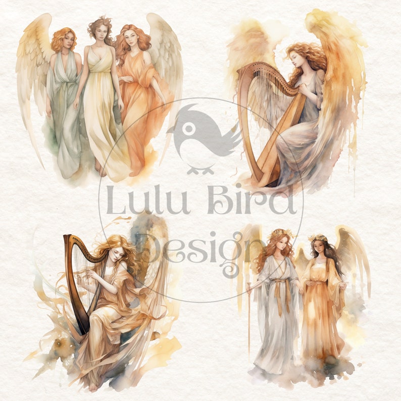 Heavenly Angels Watercolor Clip Art Bundle, Christian Clipart ...
