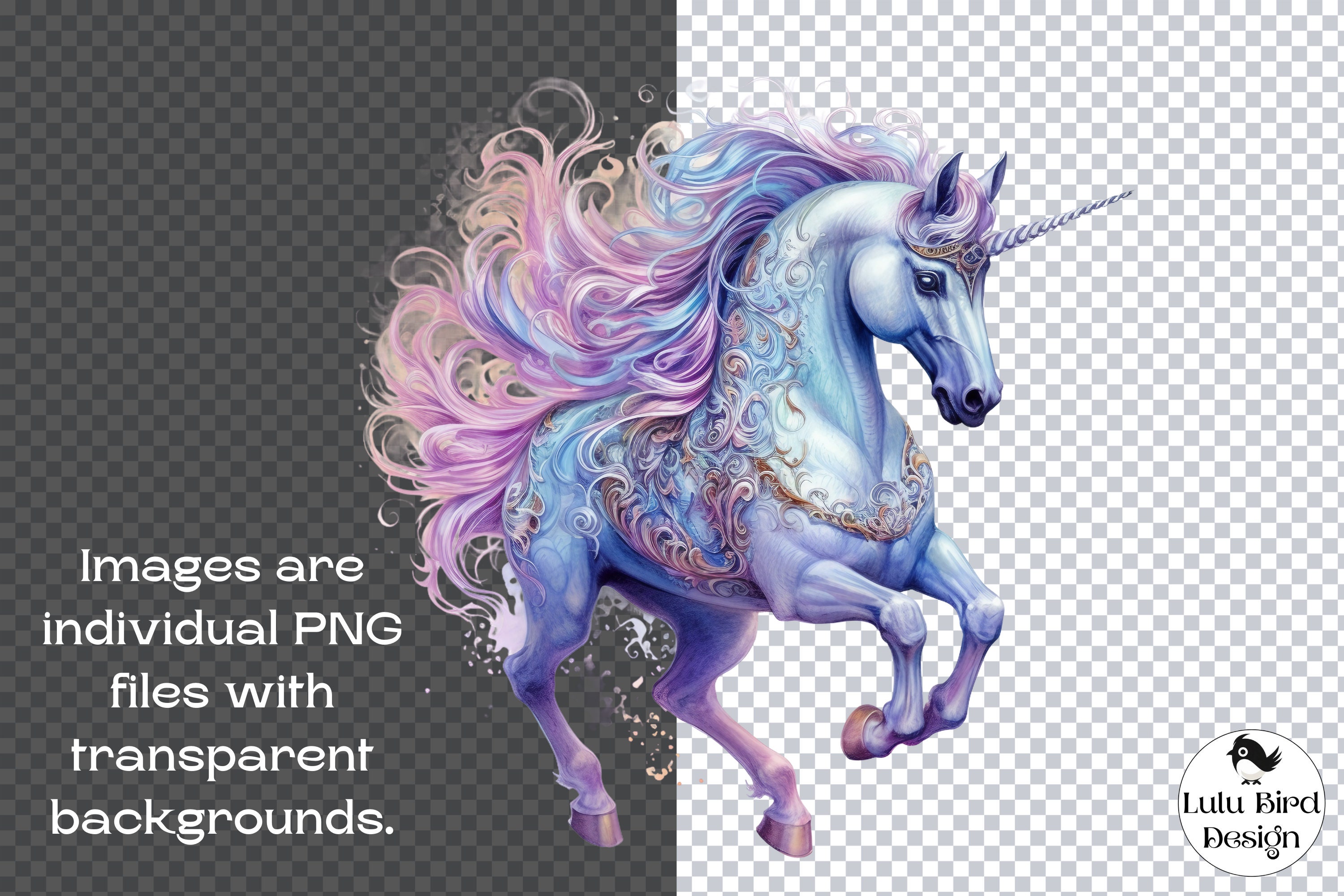 Unicorn Galloping Watercolor Clip Art, Unicorn Сlipart, Cute Unicorn ...