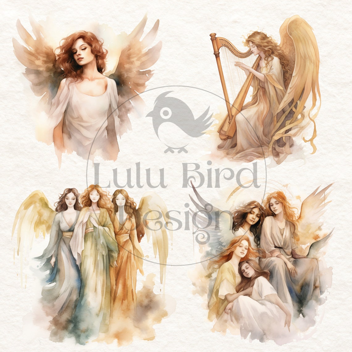 Heavenly Angels Watercolor Clip Art Bundle, Christian Clipart ...