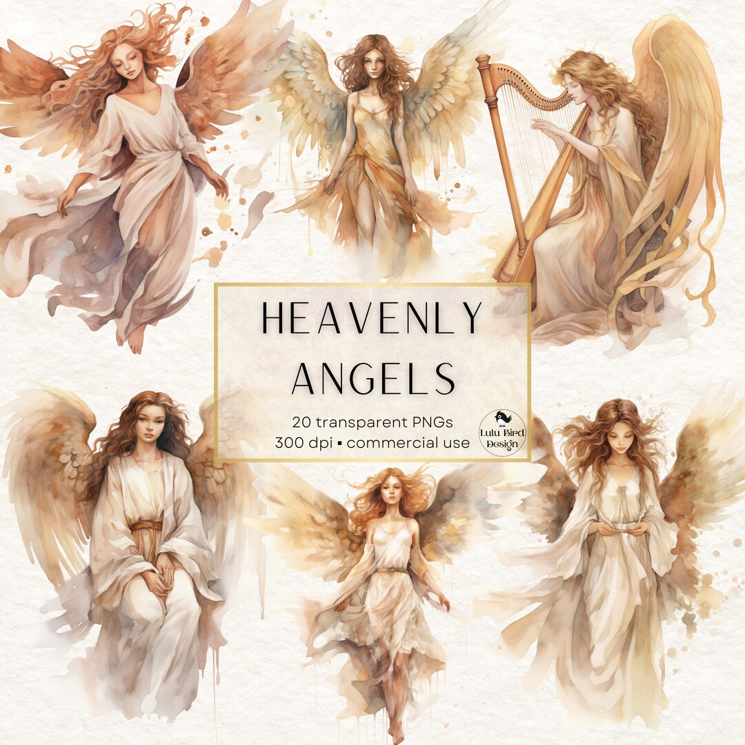 Heavenly Angels Watercolor Clip Art Bundle, Christian Clipart ...