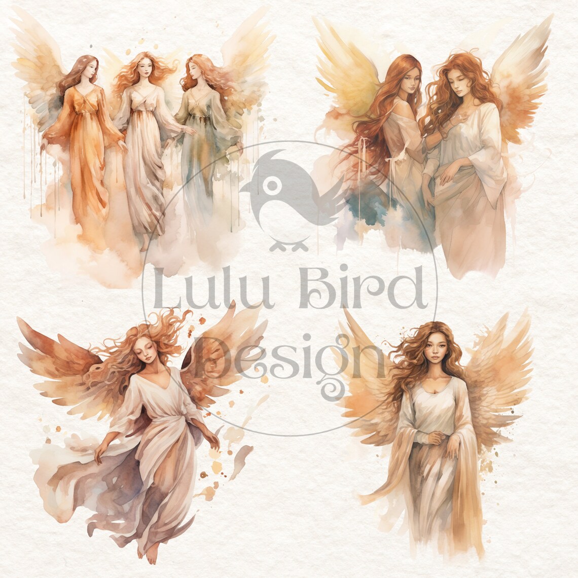 Heavenly Angels Watercolor Clip Art Bundle, Christian Clipart ...