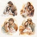 Nativity Scene Mary & Joseph Clip Art Watercolor Bundle, Baby Jesus ...