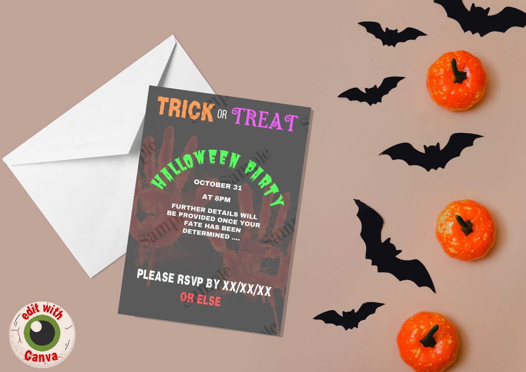 Editable Halloween Party Invitation, Editable Halloween Invitations ...