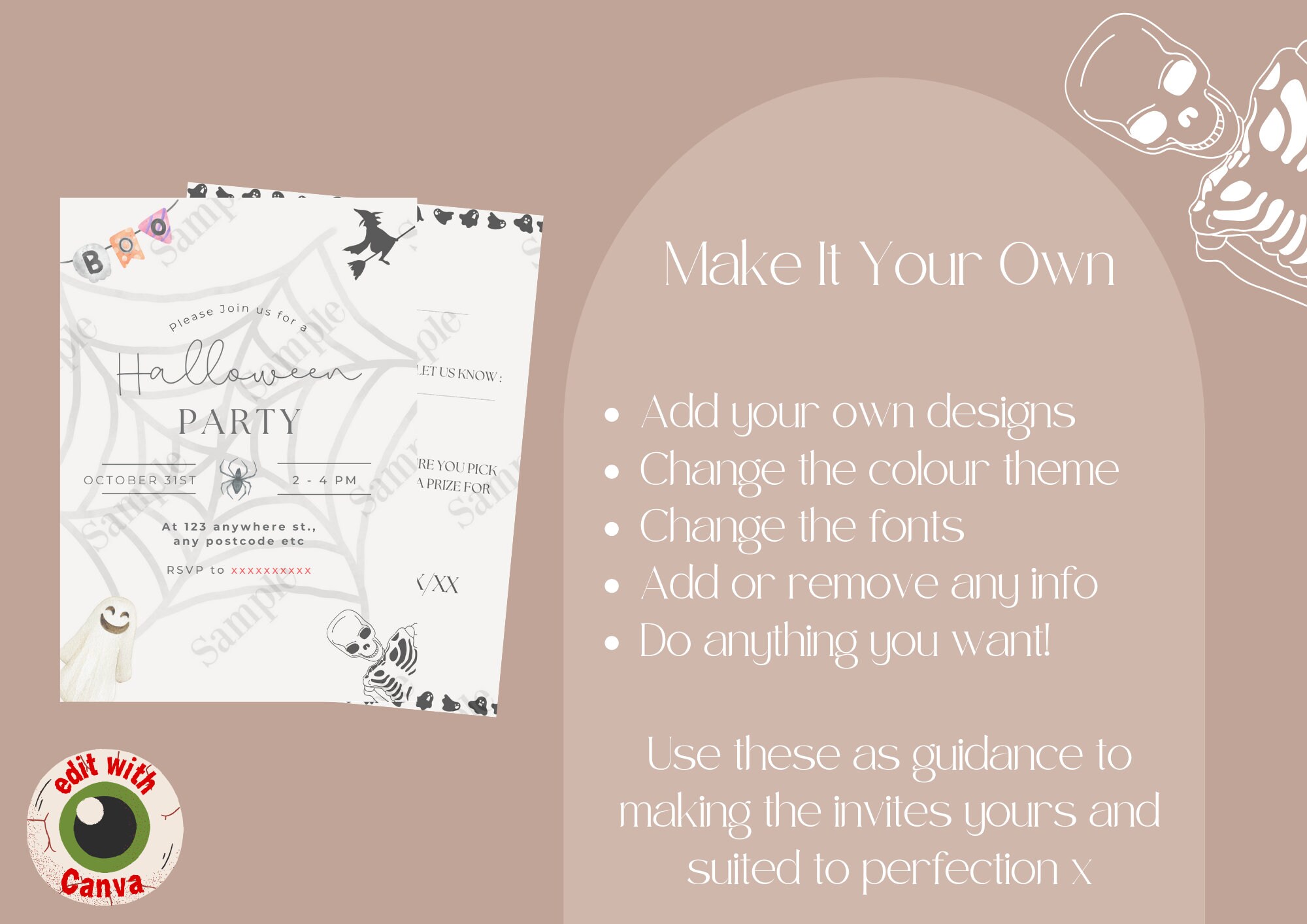 Editable Halloween Party Invitation Editable Halloween - Etsy