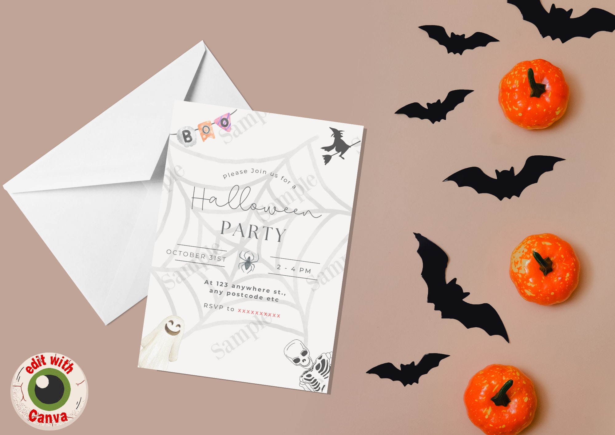 Editable Halloween Party Invitation Editable Halloween - Etsy