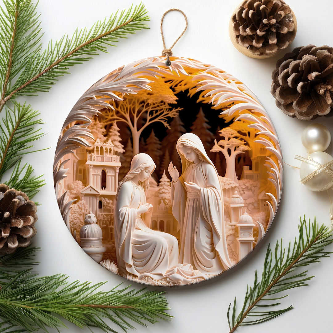 3D Nativity Scene Round Ceramic Ornament Decoration Christmas - Etsy