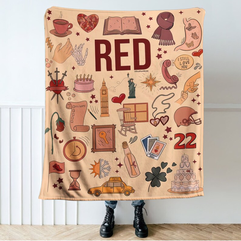 Taylor Swift RED Album Doodle Art Blanket Taylor Version Red - Etsy México