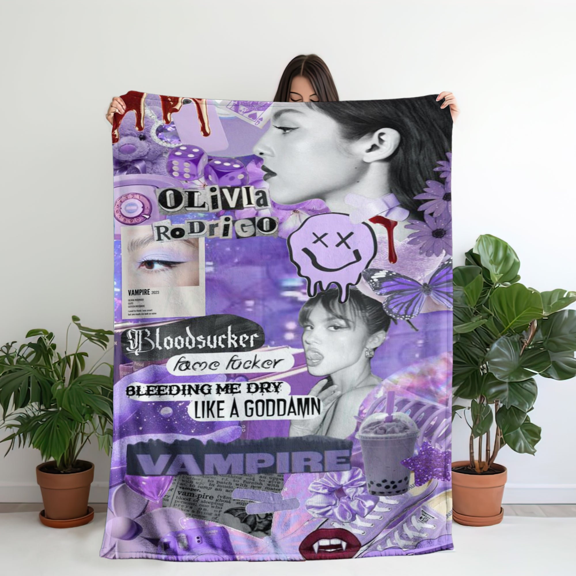Olivia Rodrigo Drip Face Fleece Blanket, Olivia Rodrigo inspired sold ...