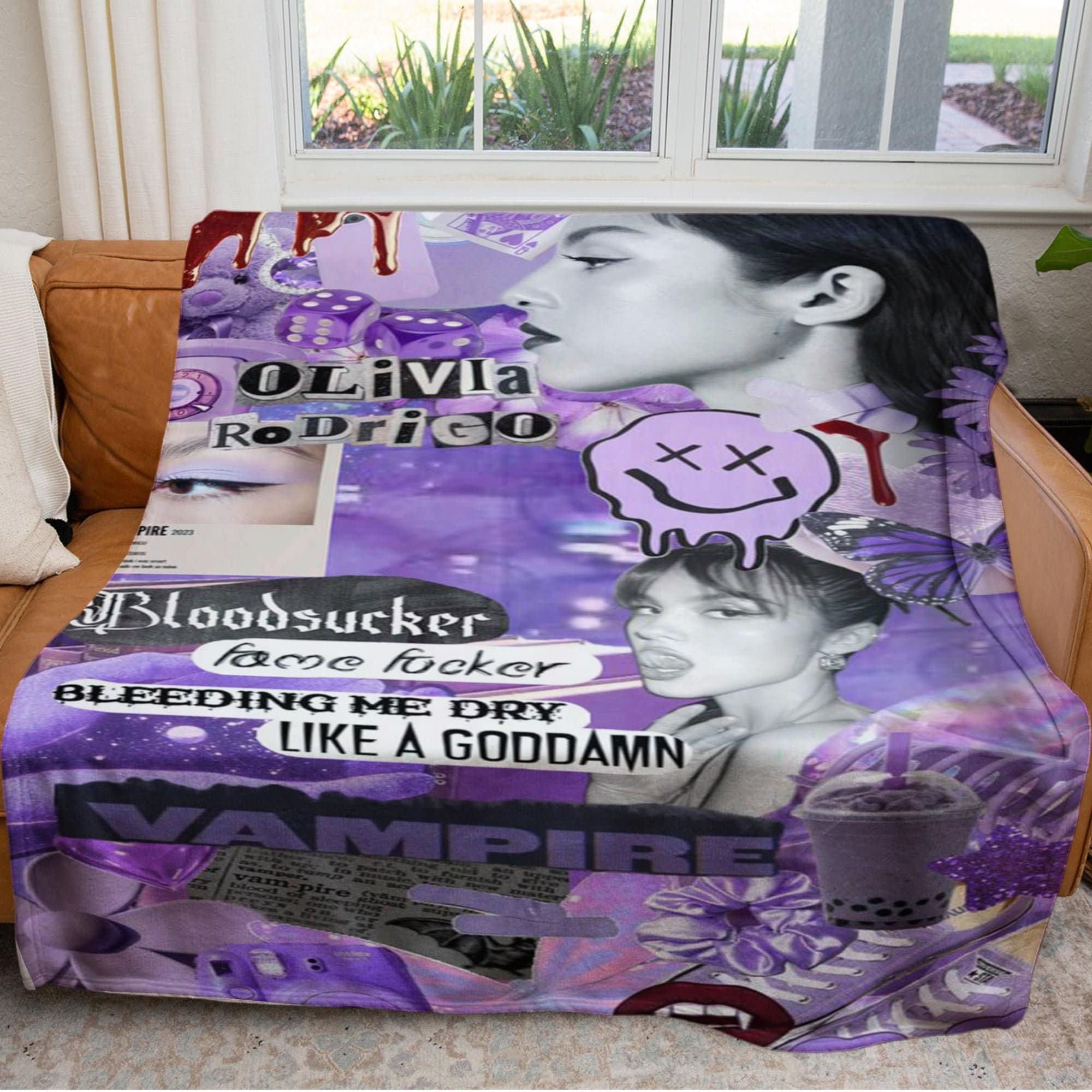 Olivia Rodrigo Drip Face Fleece Blanket, Olivia Rodrigo inspired sold ...