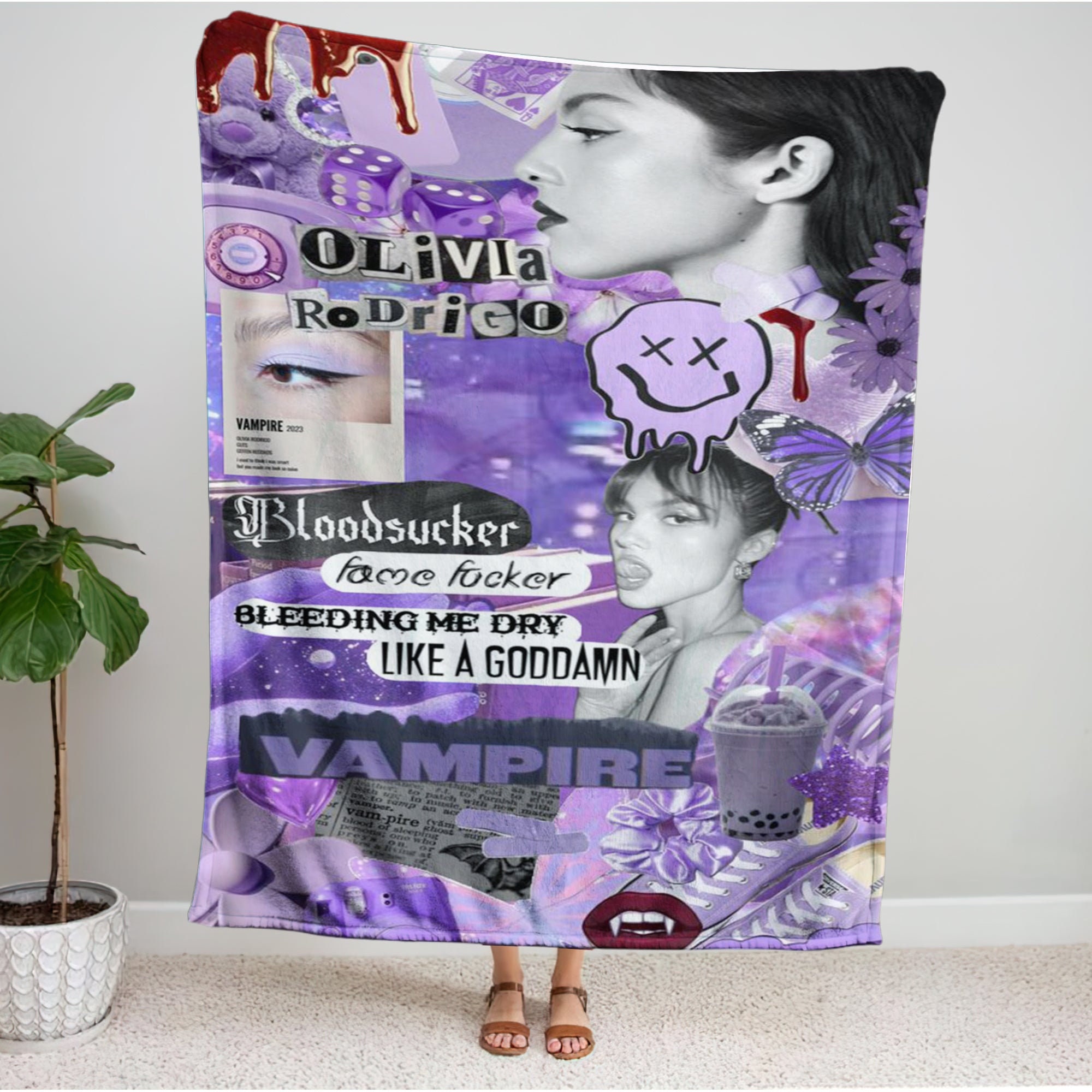 Olivia Rodrigo Drip Face Fleece Blanket, Olivia Rodrigo inspired sold ...