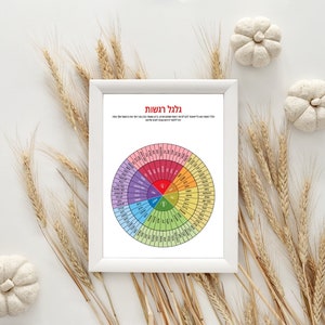 Hebrew Emotions & Feelings Wheel Poster, Mental Health, שפר את ...