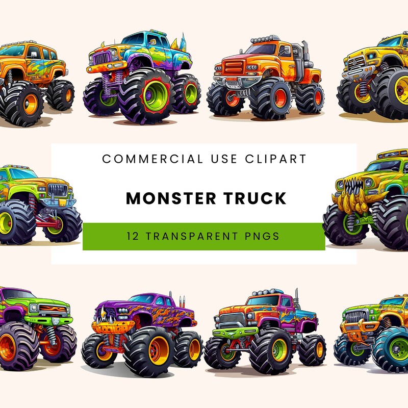 Monster Truck Clipart - Etsy