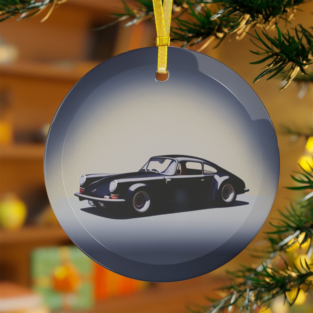 Retro Black Porsche Glass Ornament Bundles Vintage Car Holiday Decor ...