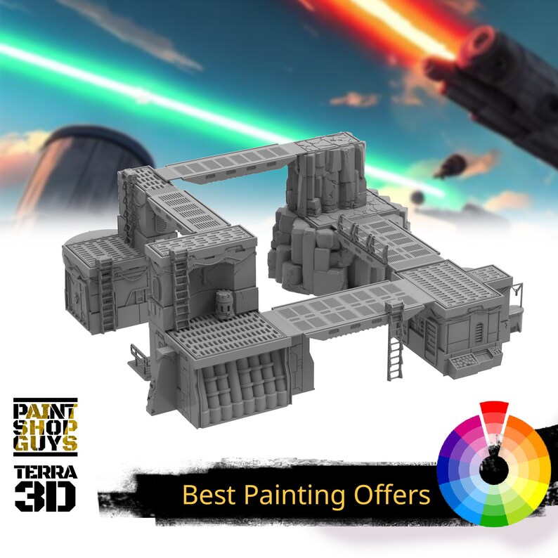 Shattered Galaxy: Four Building Big Set Sci-fi Terrain. for 32-40mm, Star Wars Legion ...