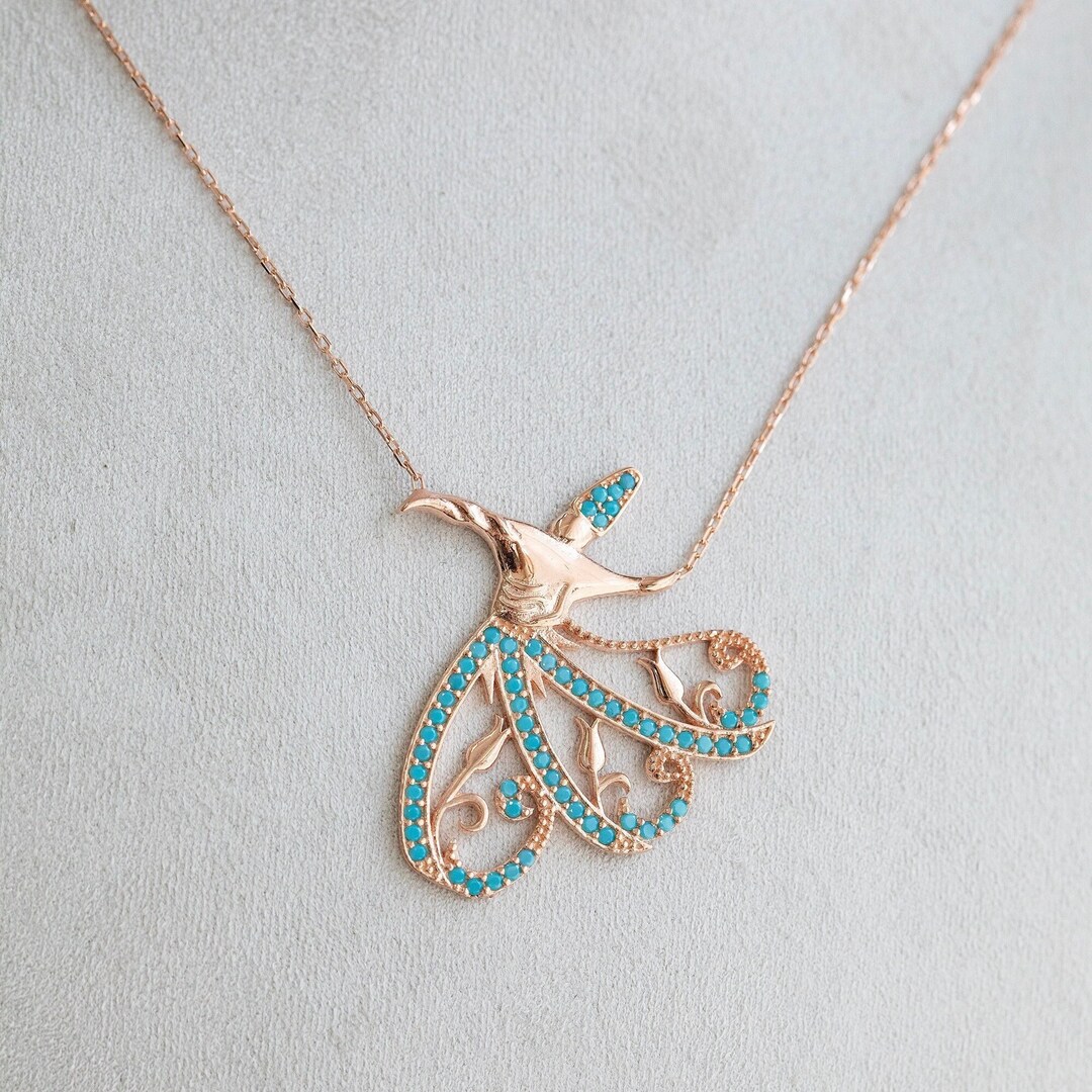 Spiritual Rumi Necklace, Rose Gold Sufi Pendant, Islamic Gifts for ...
