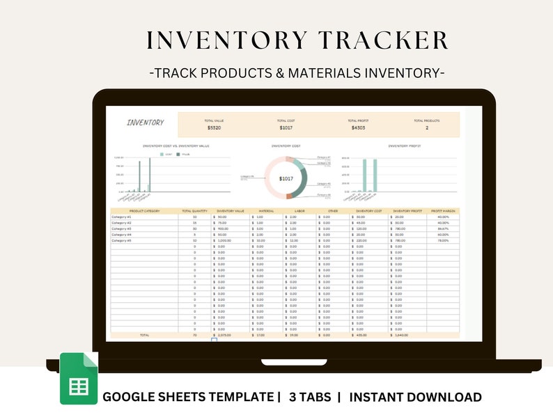 Inventory Tracker Spreadsheet: Small Business Management (google Sheets ...