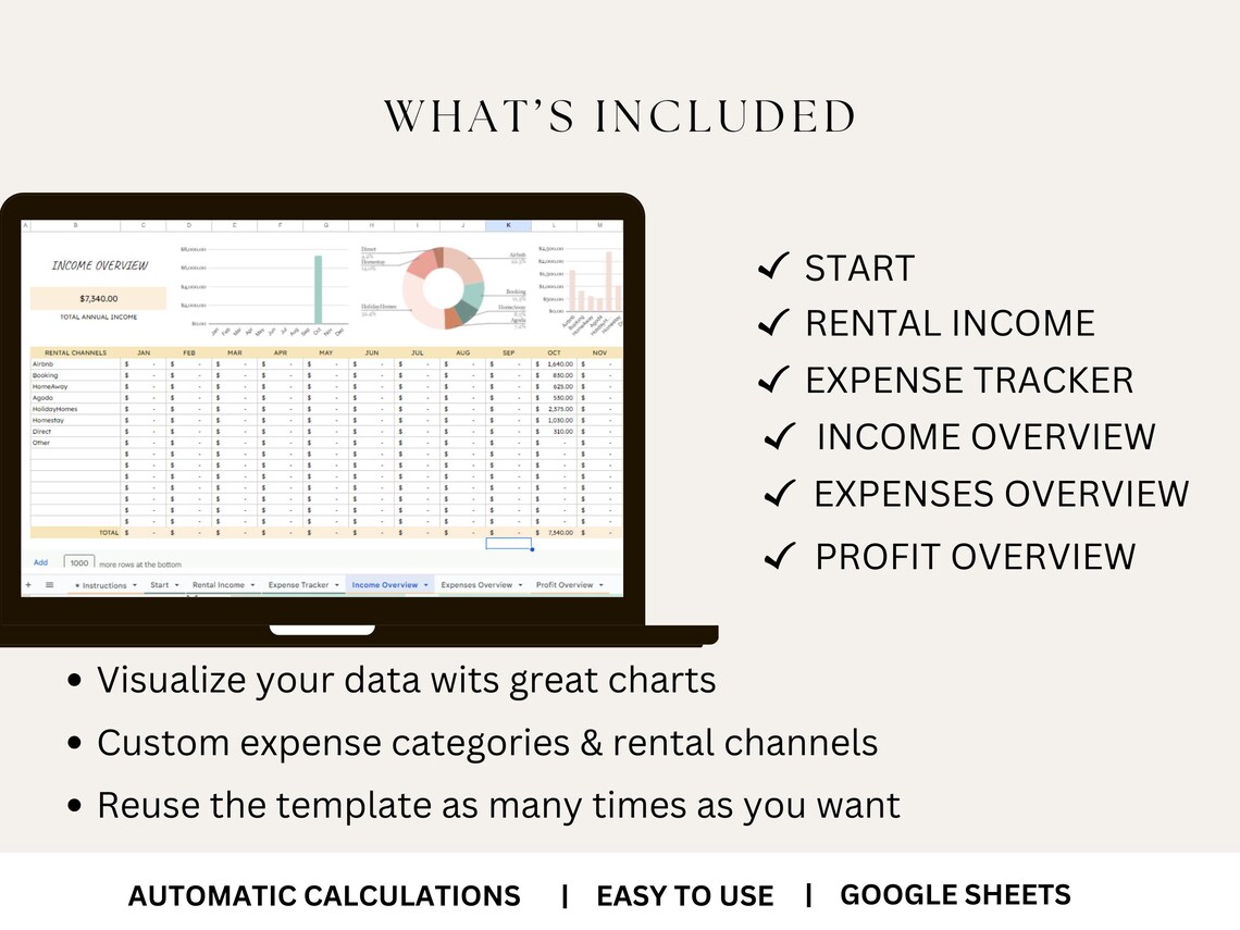 Rental Income & Expense Tracker | Vacation Rental Spreadsheet | Property Manager Bookkeeping ...