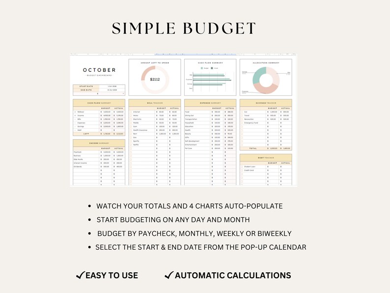 Simple Budget Planner: Google Sheets Template (digital Download) - Etsy