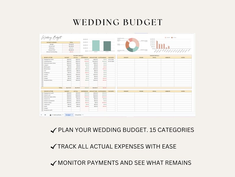 Wedding Budget Spreadsheet: Google Sheets Planner With Checklist ...