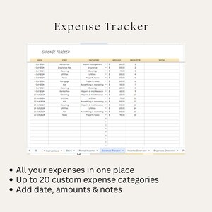 Rental Income & Expense Tracker Vacation Rental Spreadsheet Property Manager Bookkeeping Real ...
