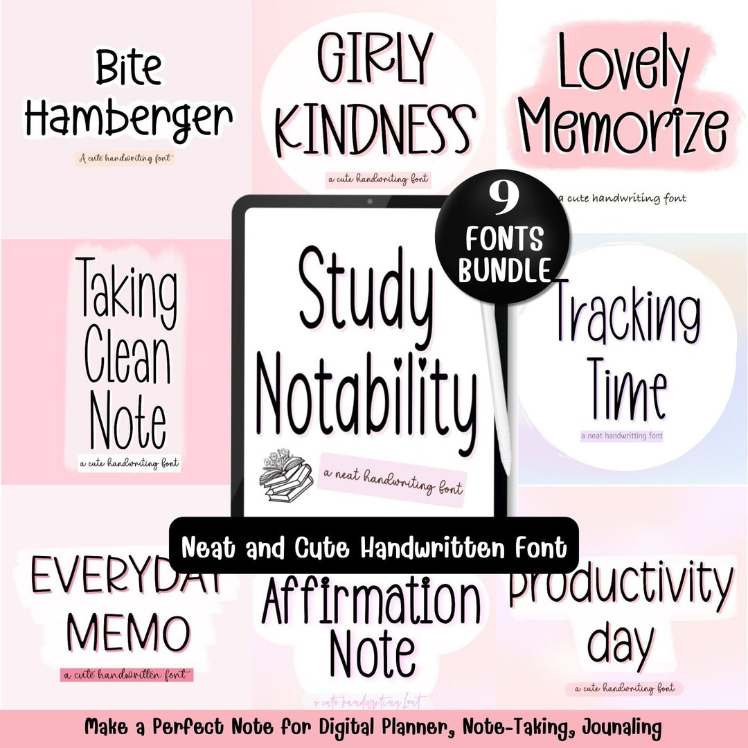 Neat Handwriting Font, Cute Font Bundle ,digital Panner Font, Digital ...