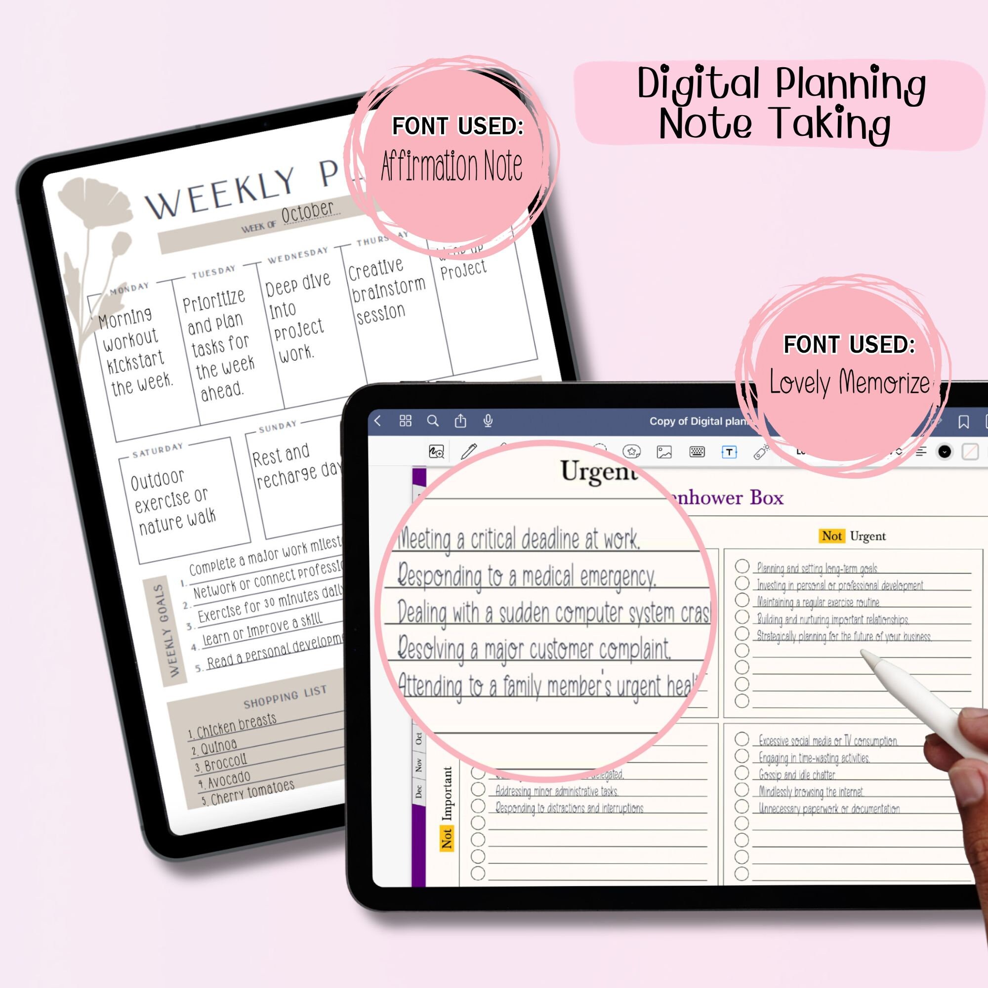 Neat Handwriting Font, Cute Font Bundle ,digital Panner Font, Digital ...