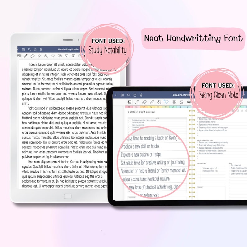 Neat Handwriting Font, Cute Font Bundle ,digital Panner Font, Digital ...