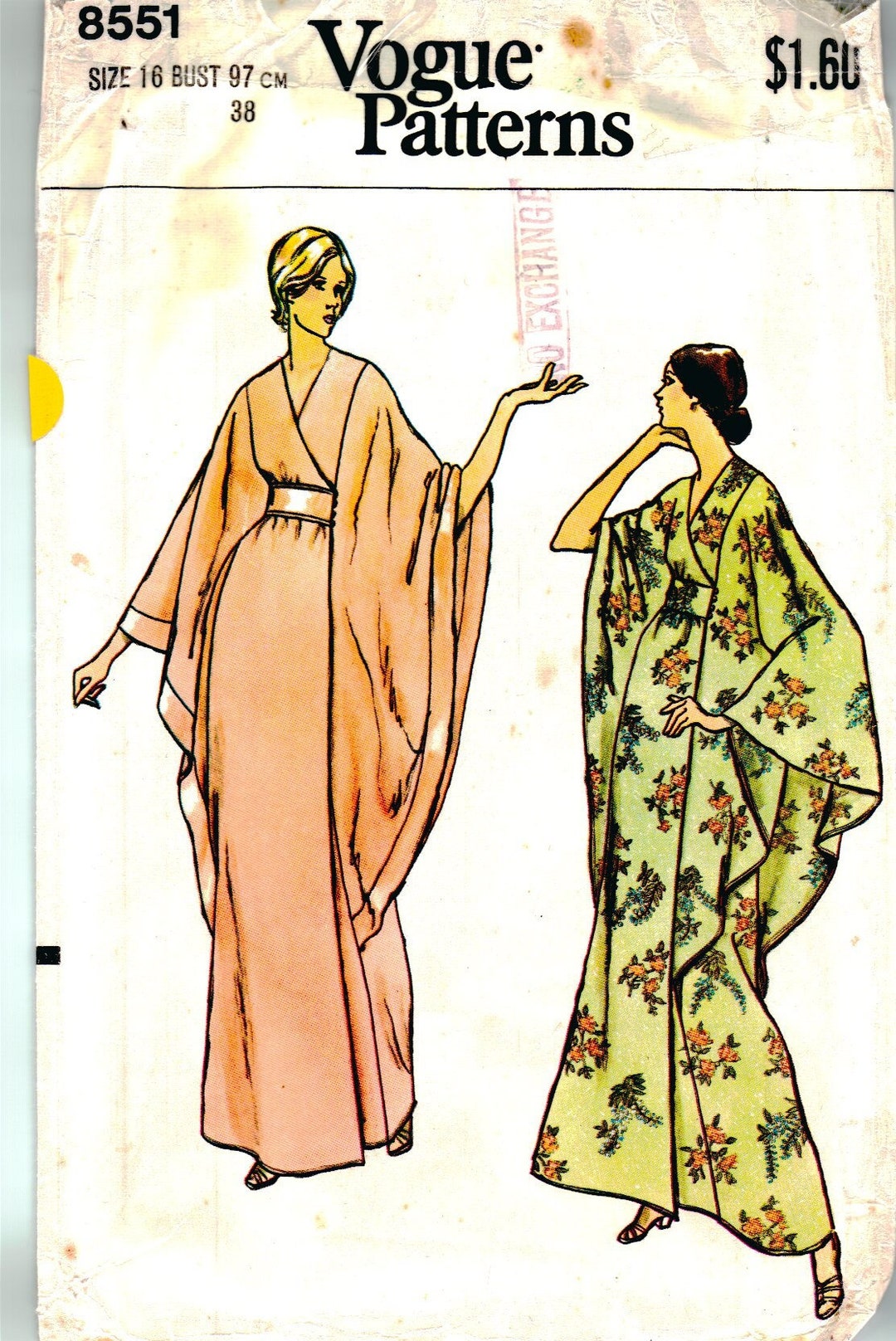 Vintage 1970s Sewing Pattern, Caftan, Mui Mui Bust: 38 97cm - Etsy