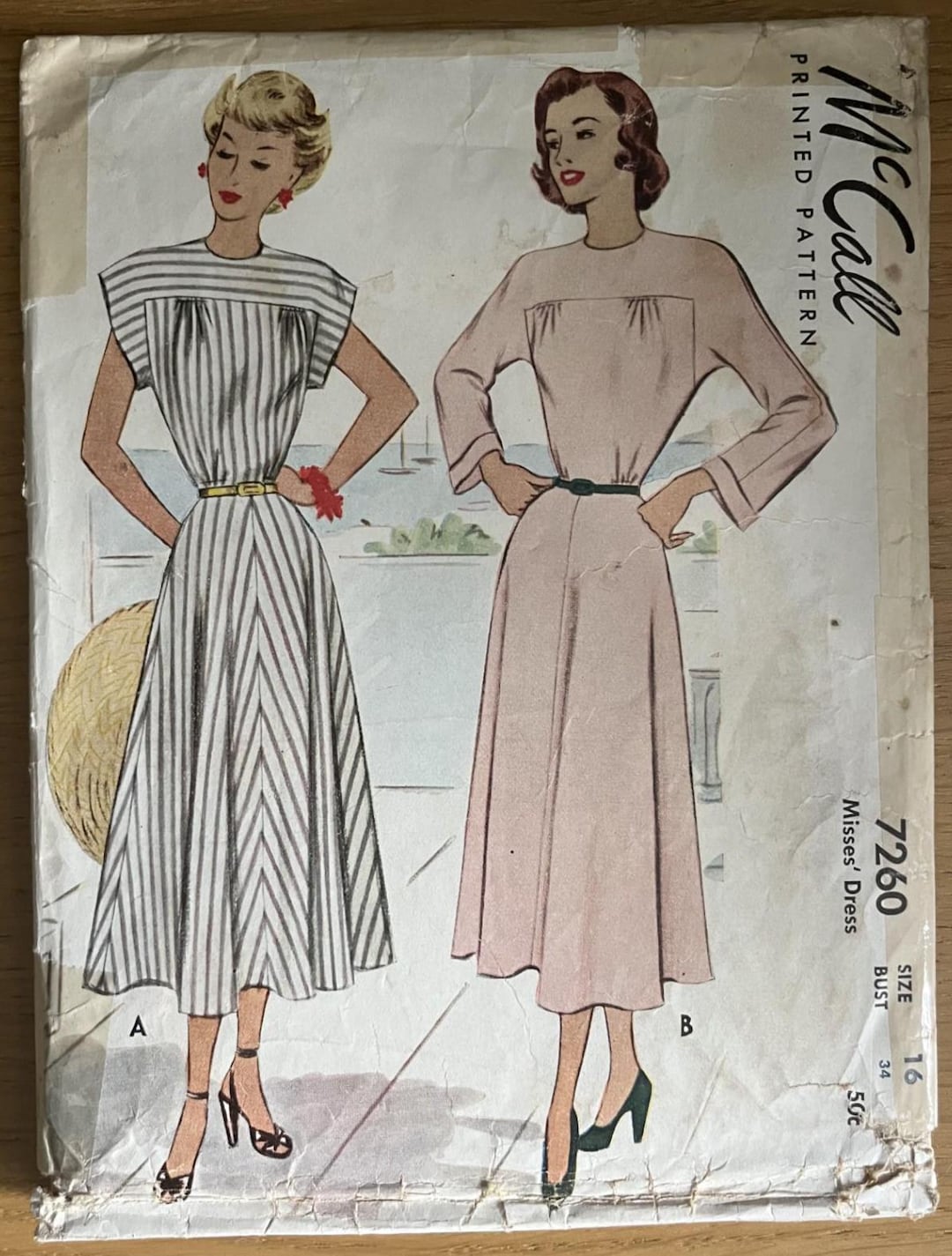 1940s Tea Dress Sewing Pattern: Mccall 7260, Bust 34"(86cm) - Etsy