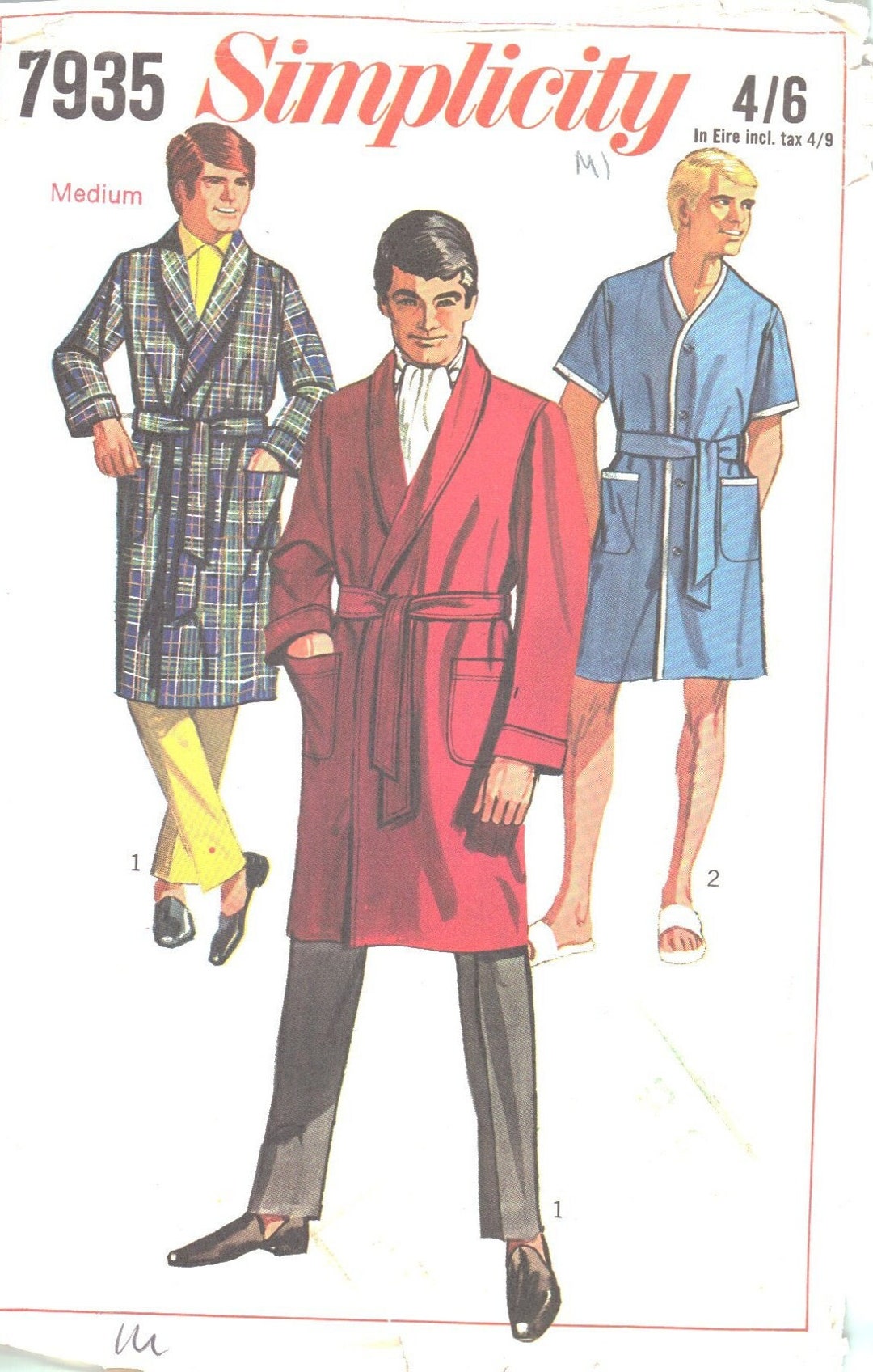 Vintage 1970s Sewing Pattern, Men’s Robes - Chest: 38” - 40” (96cm ...