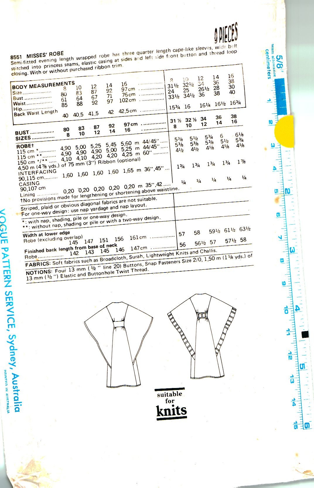 Vintage 1970s Sewing Pattern, Caftan, Mui Mui Bust: 38 97cm - Etsy