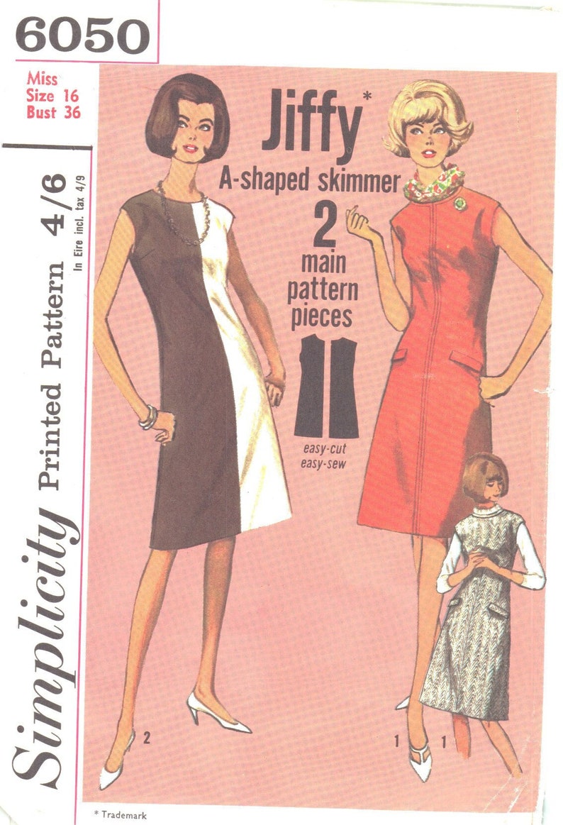 Vintage 1960s Sewing Pattern, Jiffy Dress or Jumper - Bust: 36” (91cm) - Etsy