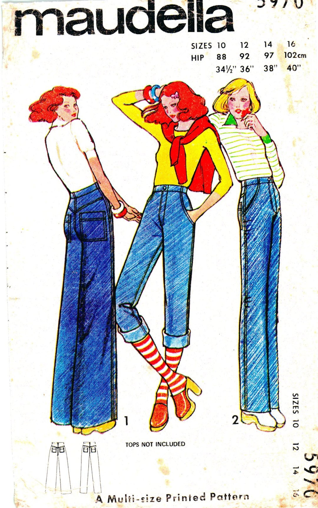 Vintage 1970s Sewing Pattern, Jeans – Waist: 25” (64cm) - 30” (76cm) - Etsy