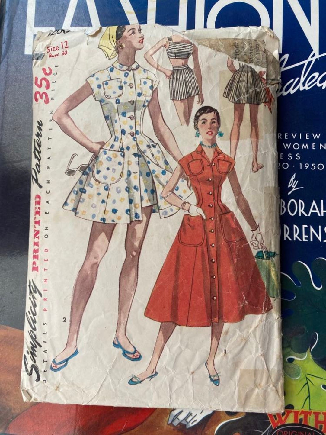 1950's Sewing Pattern: Rockabilly Dress or Beachwear, Bra, Shorts ...