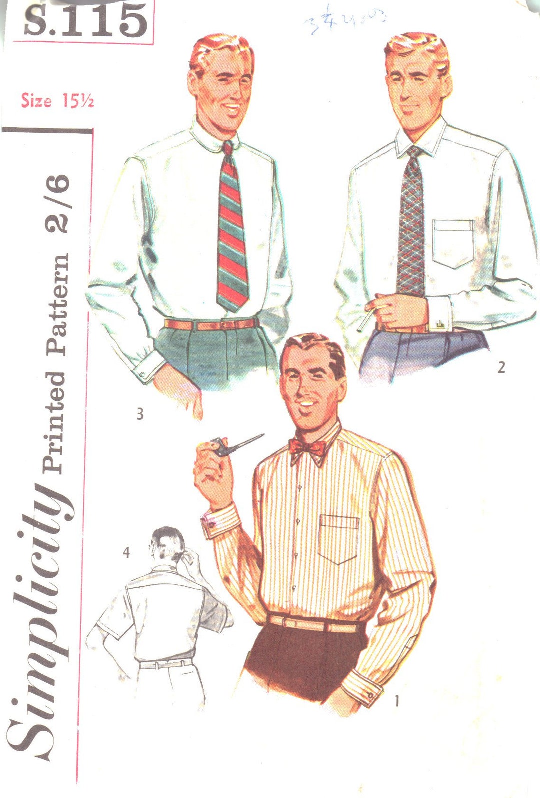 Vintage 1950s Sewing Pattern, Men’s Shirt - Chest: 40” (101cm) - Etsy