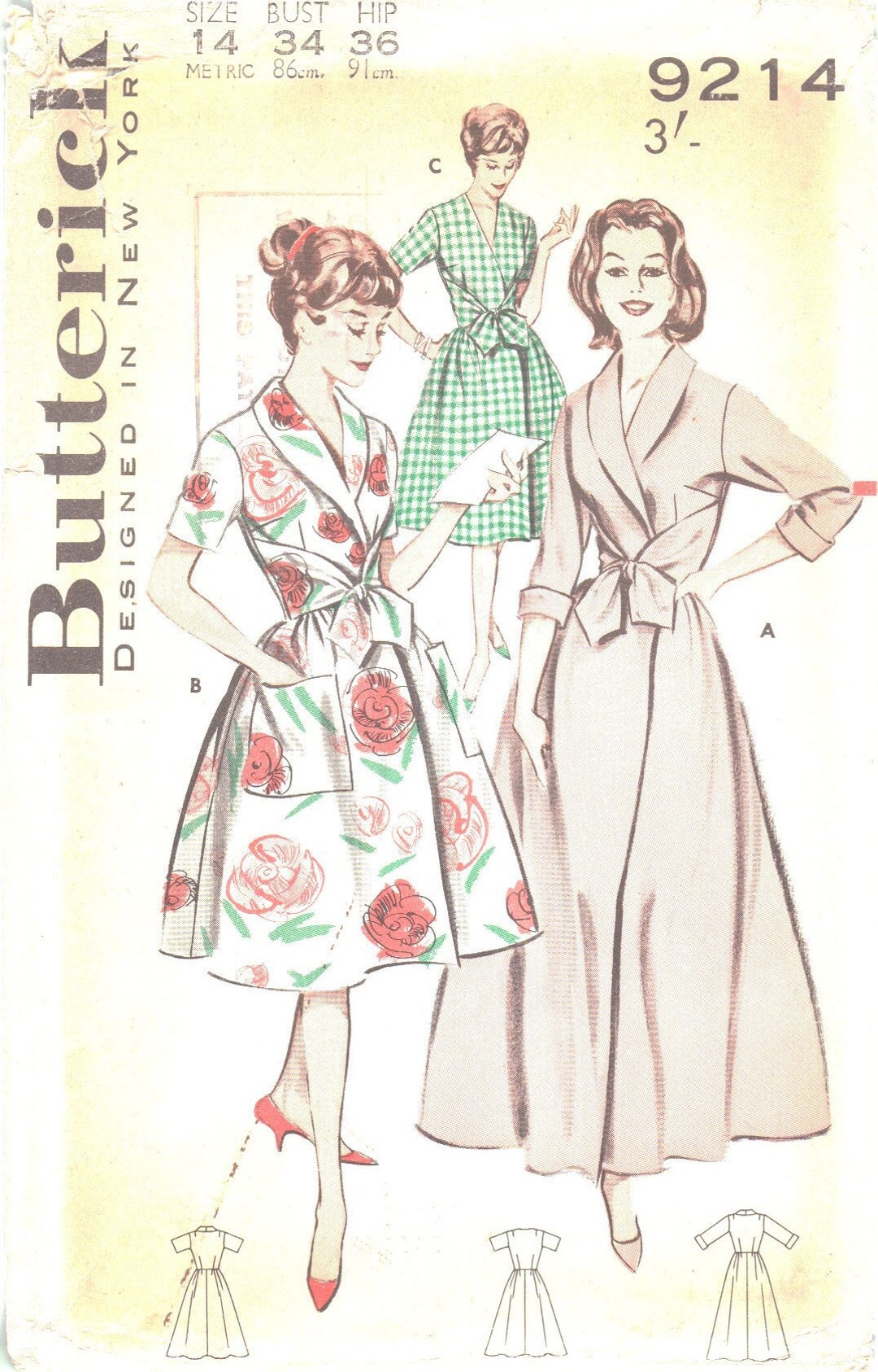 Vintage 1940s Sewing Pattern, Housecoat - Bust: 34” (86cm) - Etsy