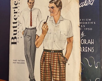 Vintage 1950's Sewing Pattern: Mens Pants - Slacks Trousers Shorts ...