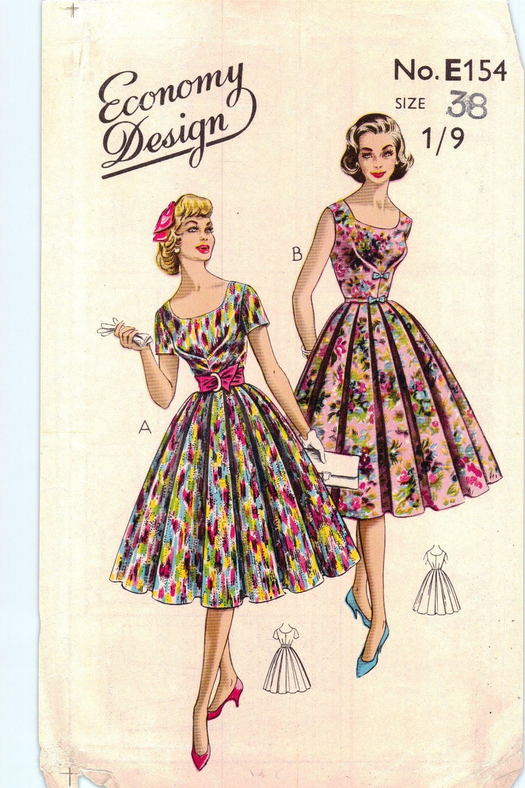 Vintage 1950s Sewing Pattern: Dress bust 38 97cm - Etsy