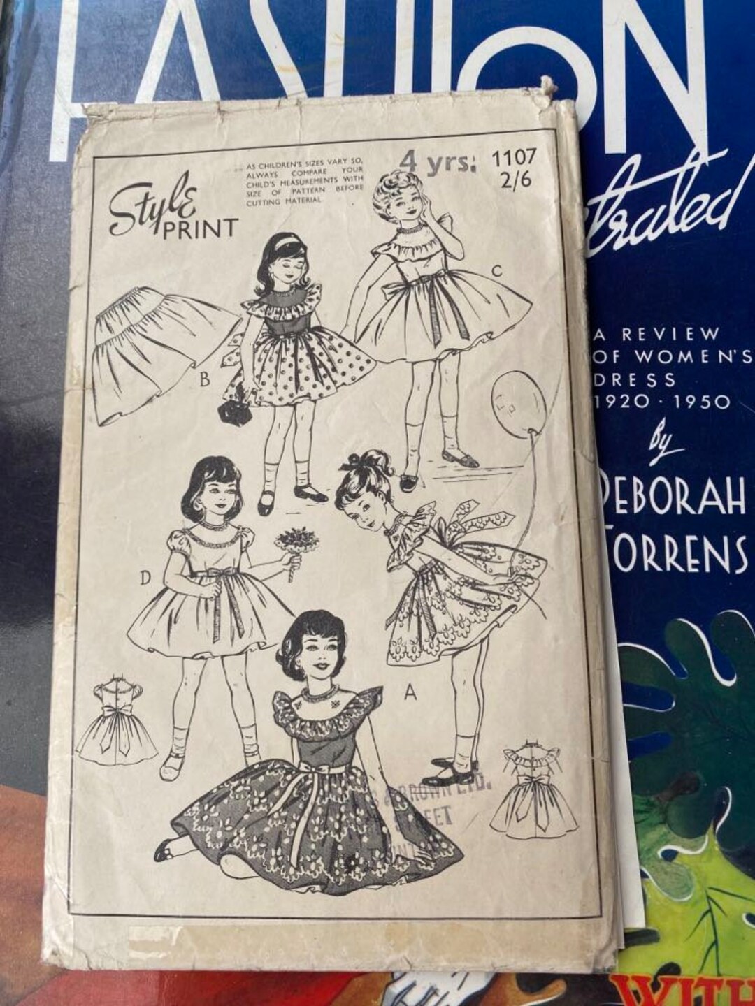 Vintage 1950s Sewing Pattern, Child's Part Dress- Size 4 - Style 1107 ...