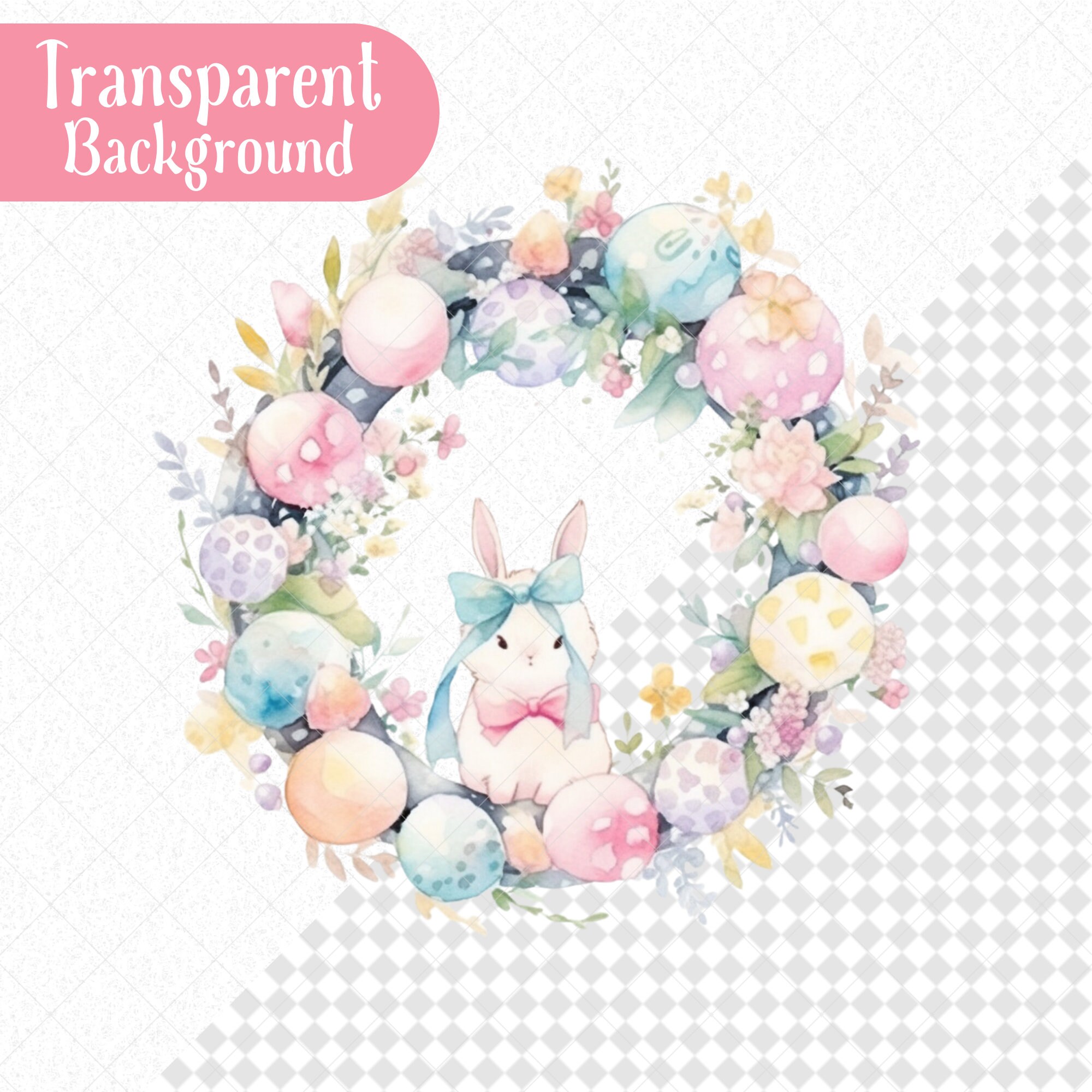 Watercolor Pastel Bunny Clipart Bundle, Cottagecore Easter Graphics ...